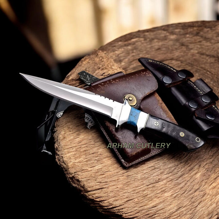 Handmade ATS 34 Custom SHEEP HORN TURQUOISE Sub Hilt Hunting Sport Kni ...