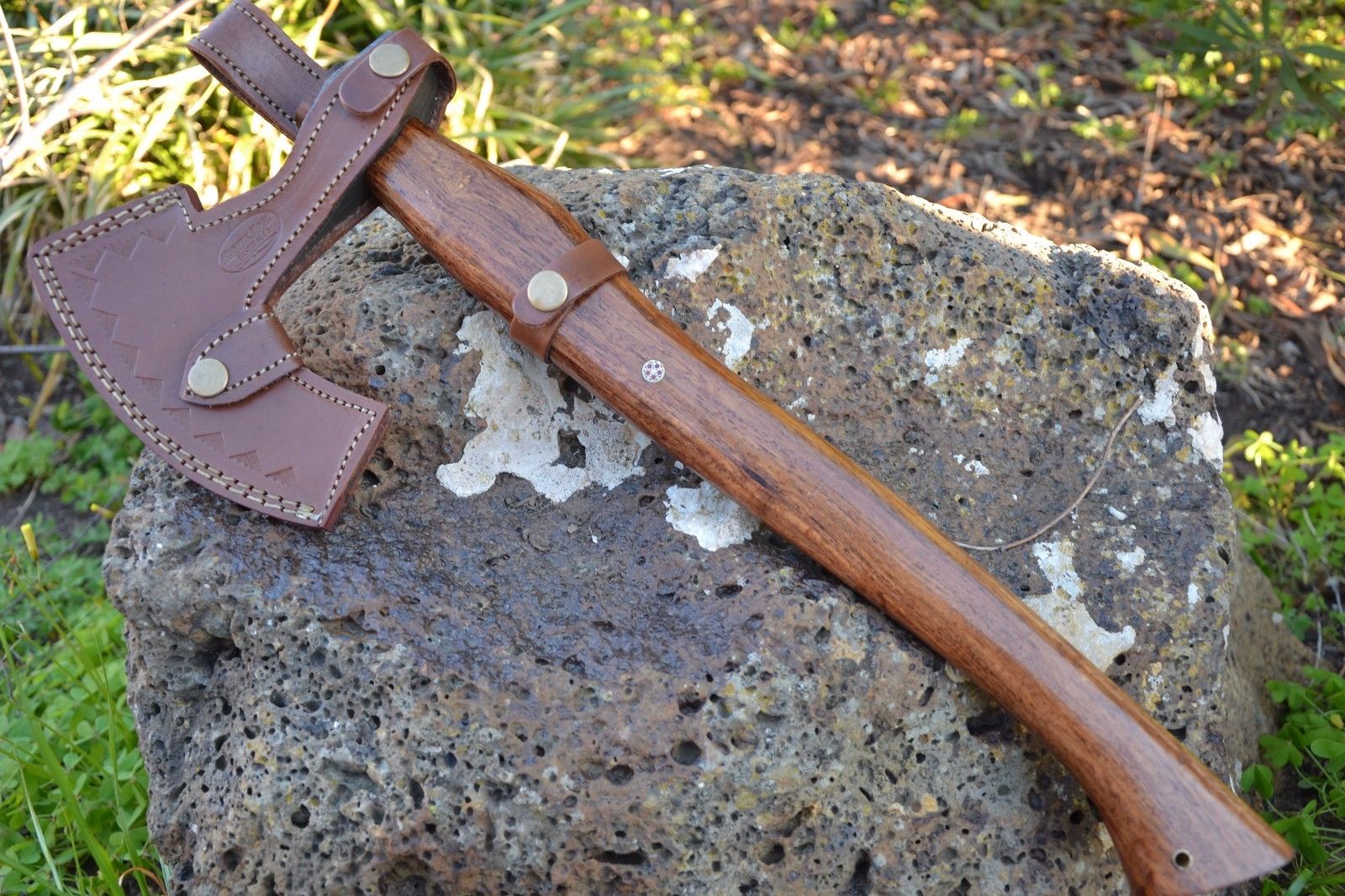 Custom Handmade Damascus Steel Axe With Leather Sheath | Arham Cutlery